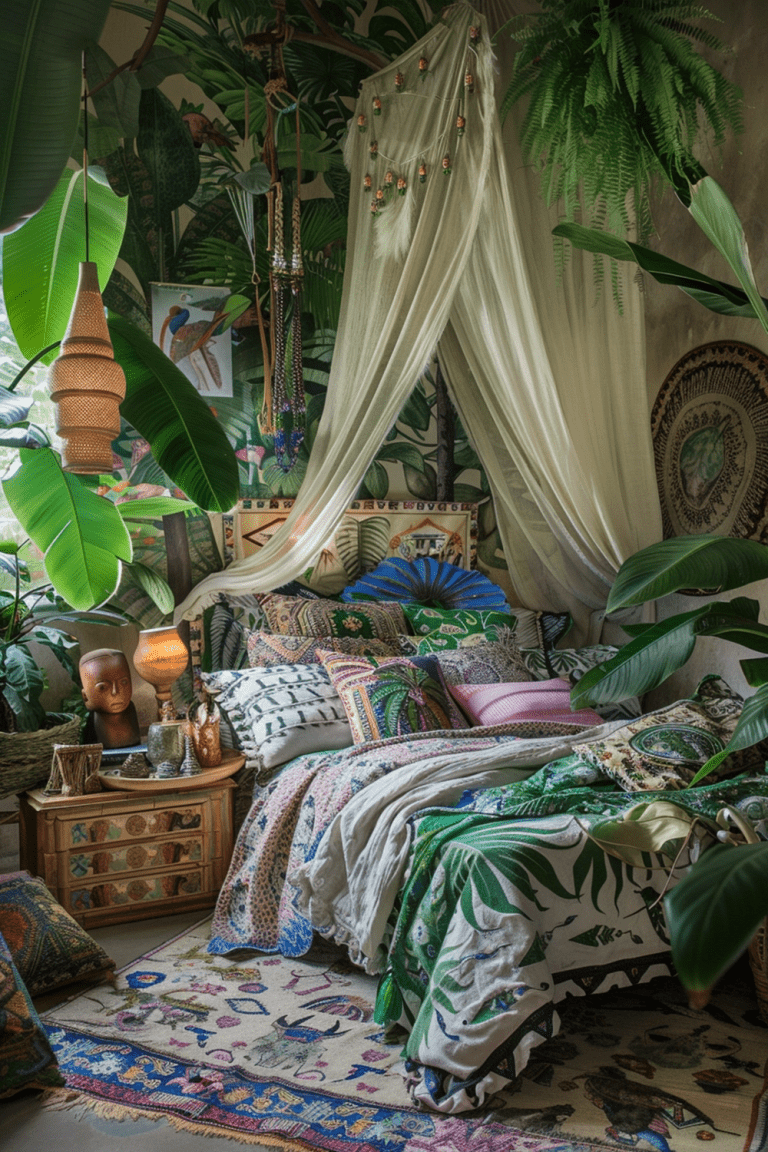 29 Jungle Themed Boho Bedroom Ideas - Courtneys World