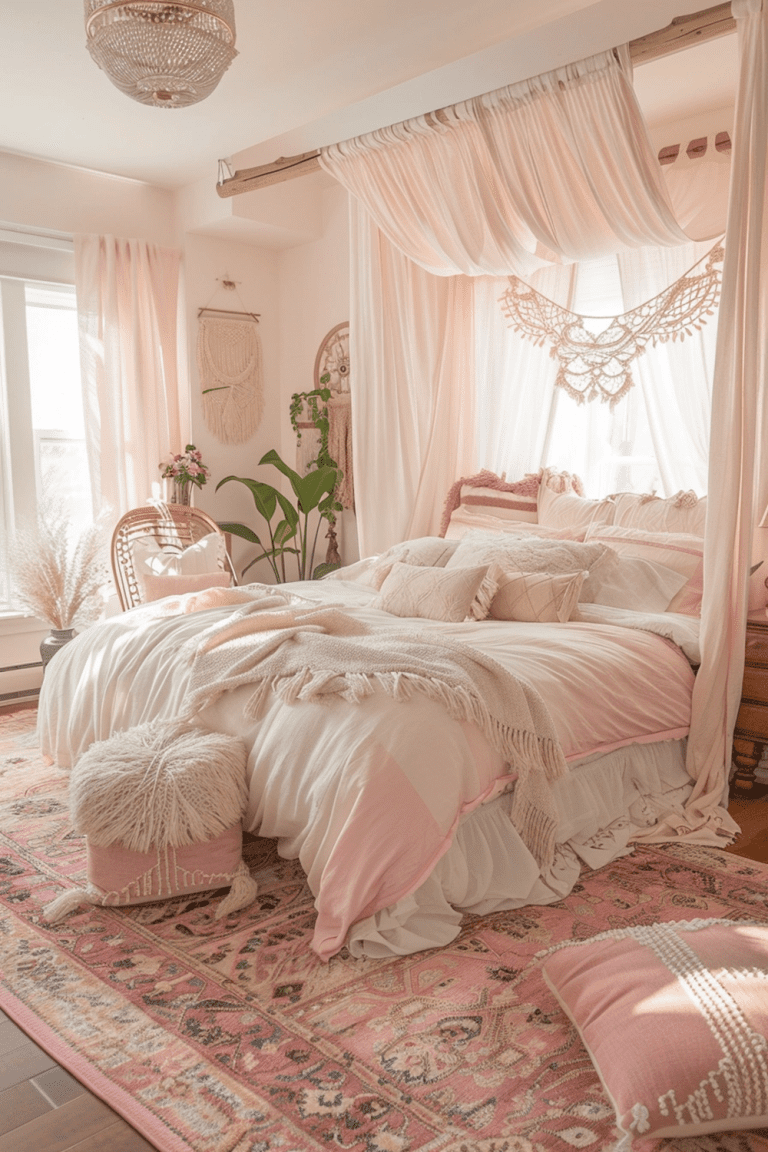 29 Pink Boho Bedroom Ideas - Courtneys World