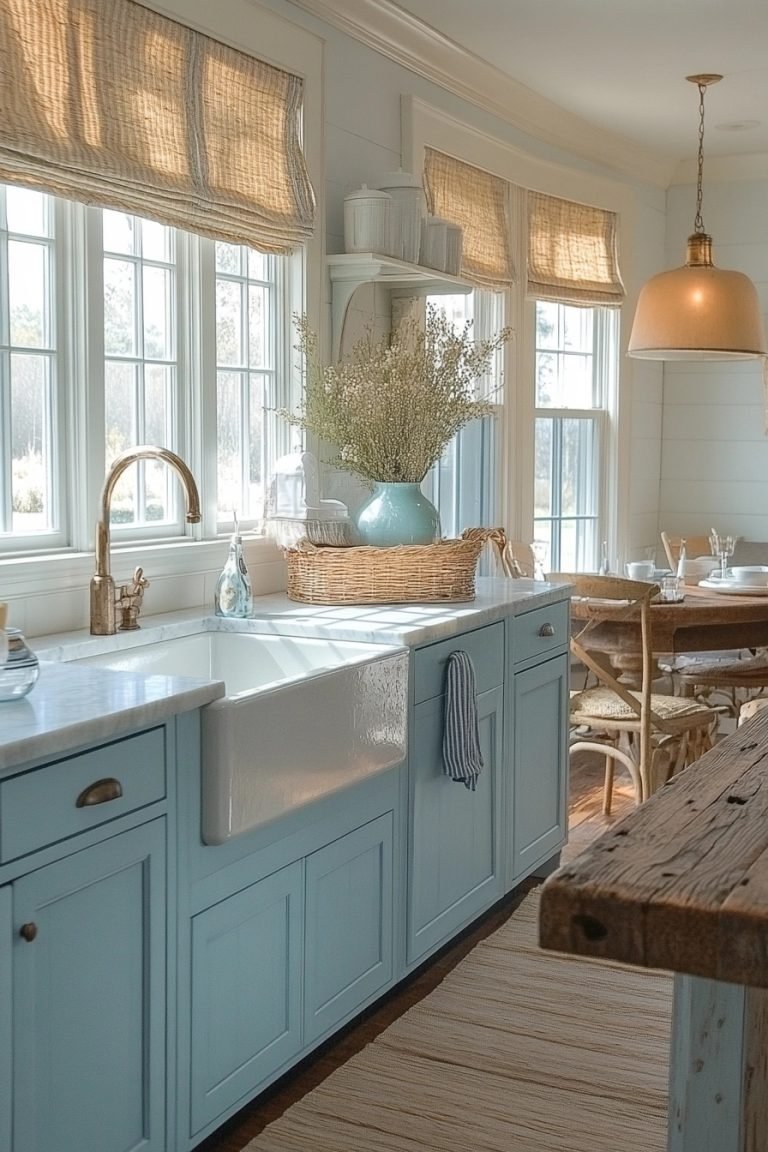 29 Coastal Farmhouse Kitchen Ideas For A Breezy Cooking Space ...