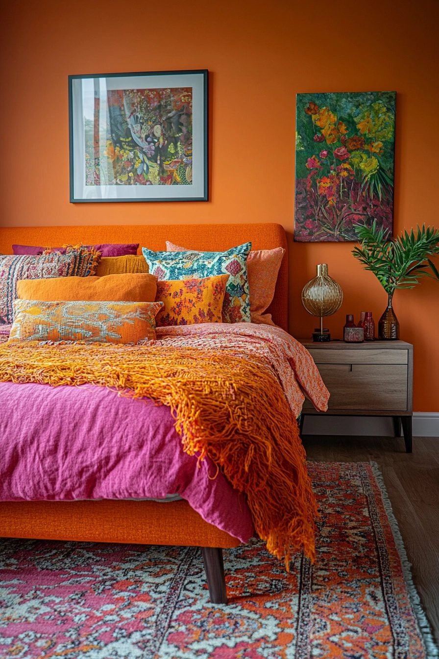 29 Orange Boho Bedroom Ideas To Infuse Warmth And Color - Courtneys World