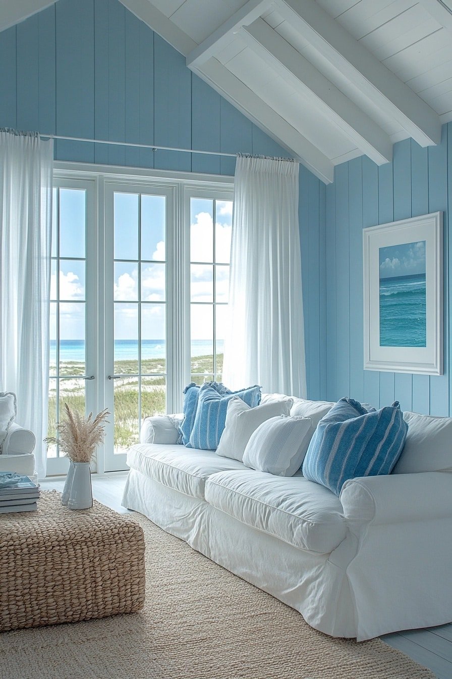 29 Coastal Preppy Living Room Decor Ideas For A Stylish Seaside ...
