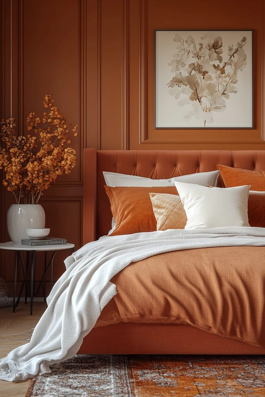 29 Orange Boho Bedroom Ideas To Infuse Warmth And Color - Courtneys World