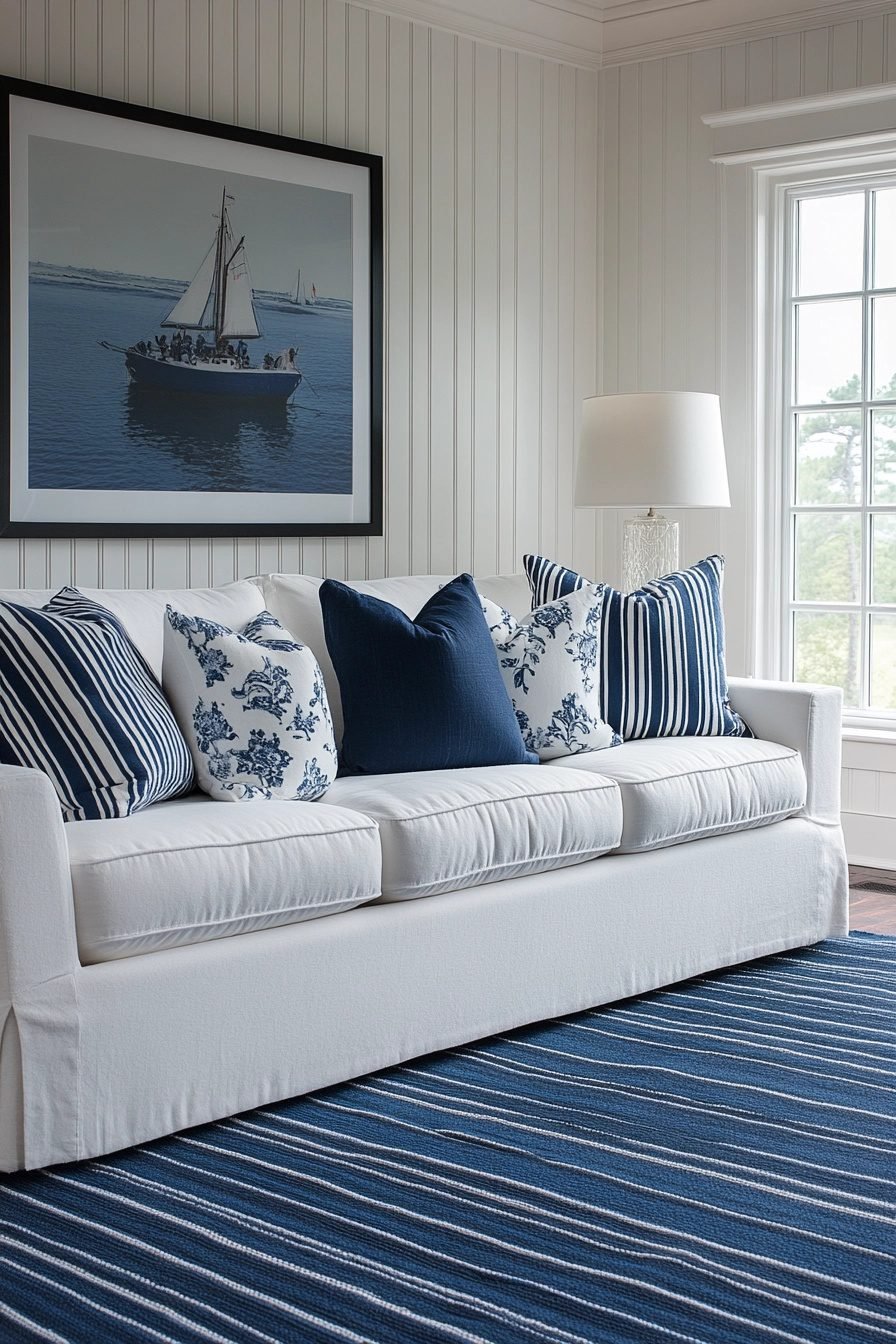 29 Coastal Preppy Living Room Decor Ideas For A Stylish Seaside ...