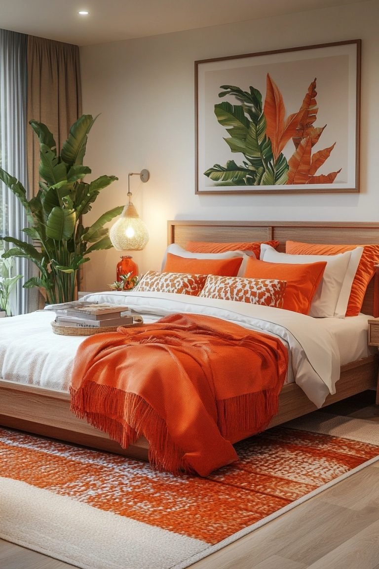 29 Orange Boho Bedroom Ideas To Infuse Warmth And Color - Courtneys World