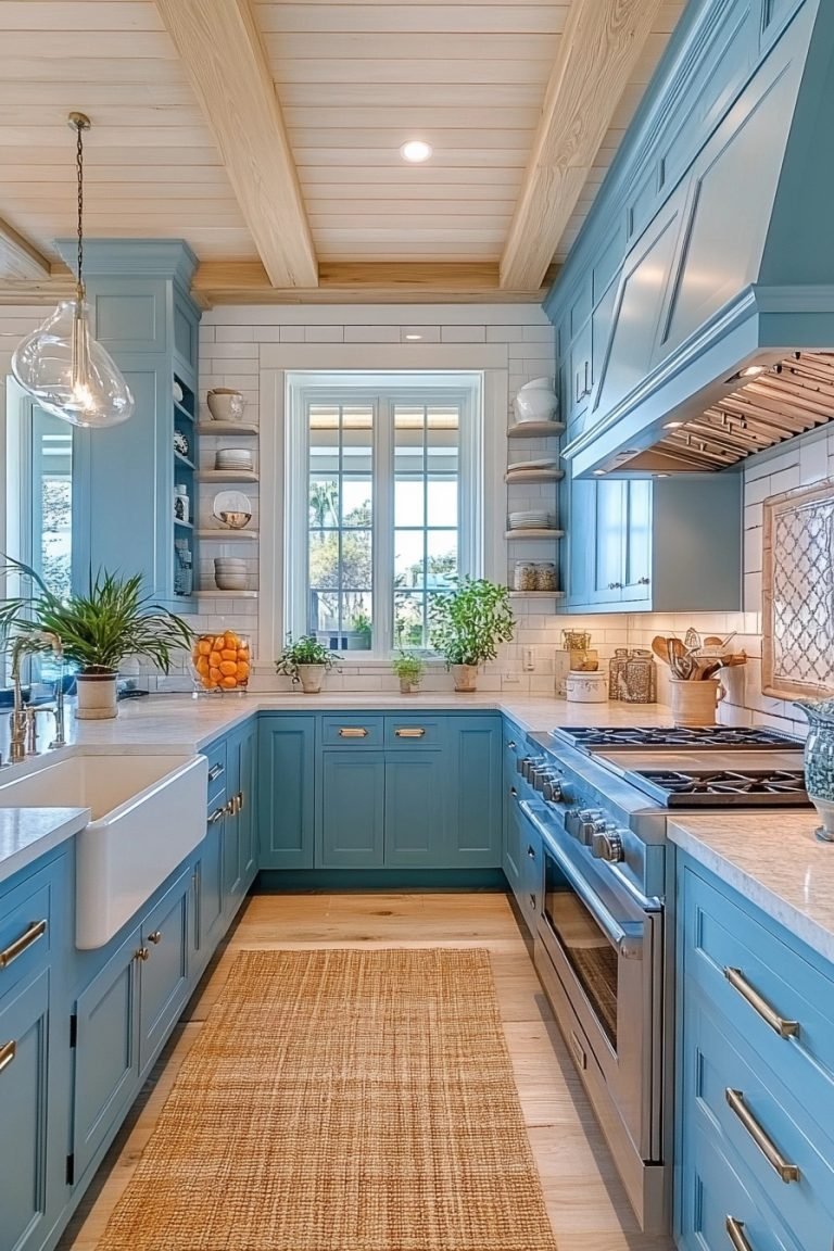 19 Powder Blue Kitchen Cabinets For A Fresh And Airy Kitchen Design ...