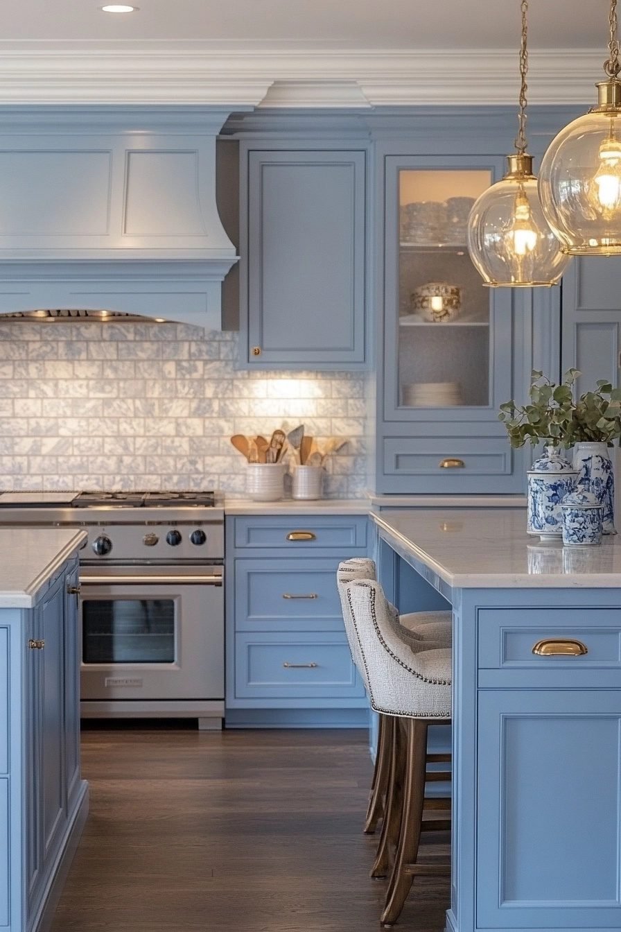 19 Powder Blue Kitchen Cabinets For A Fresh And Airy Kitchen Design ...