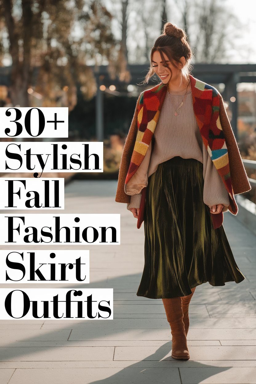 Stylish Fall Fashion Skirt Outfits For Autumn