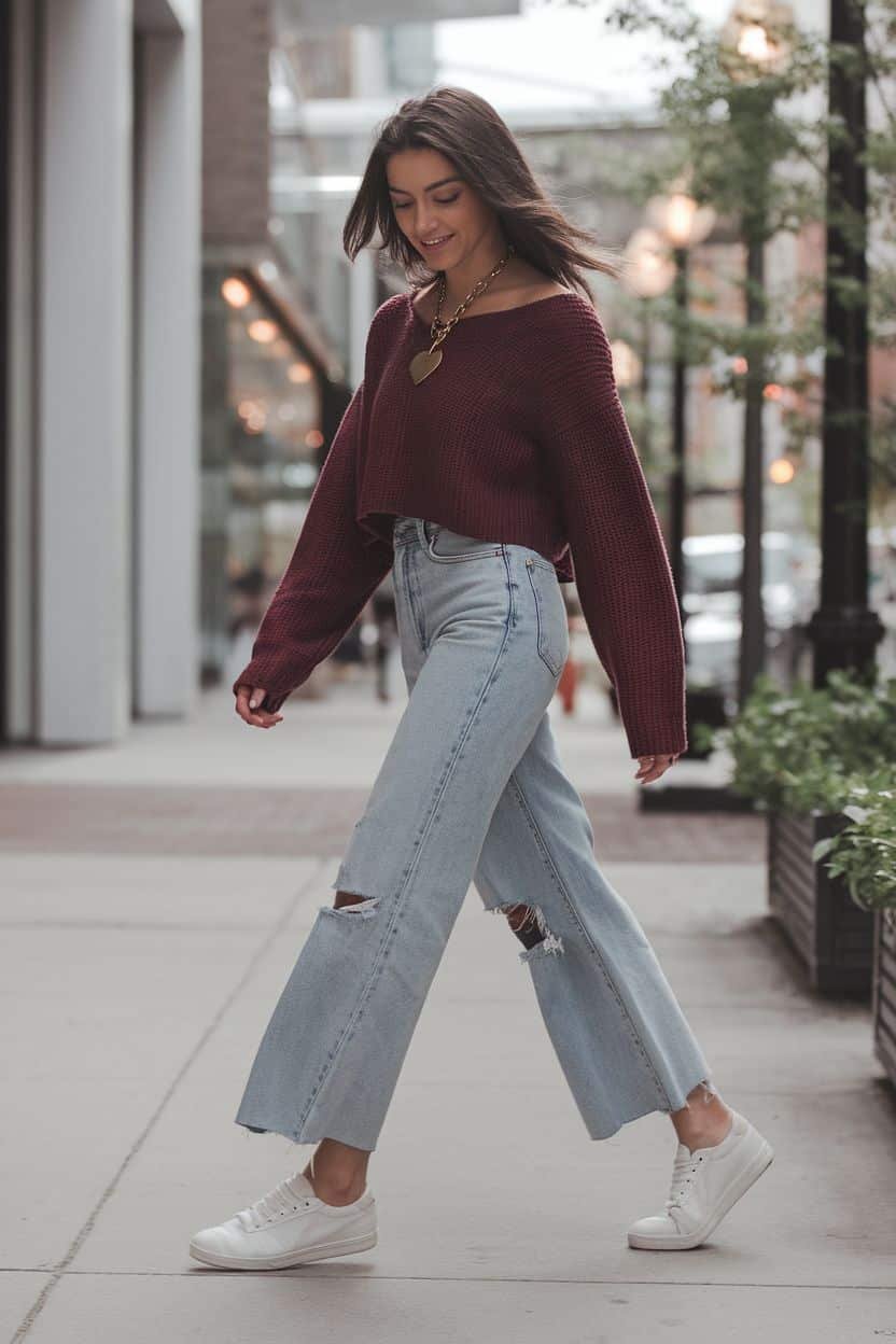 Styling My Cropped Knit Sweater Outfit For Fall