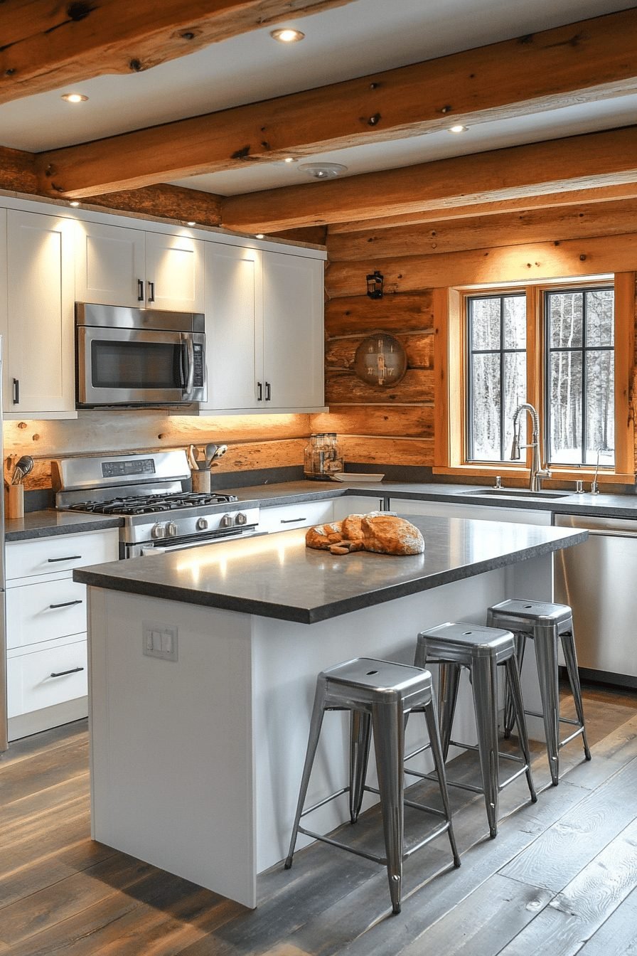 29 Log Home Kitchens With Rustic Designs And Modern Conveniences ...