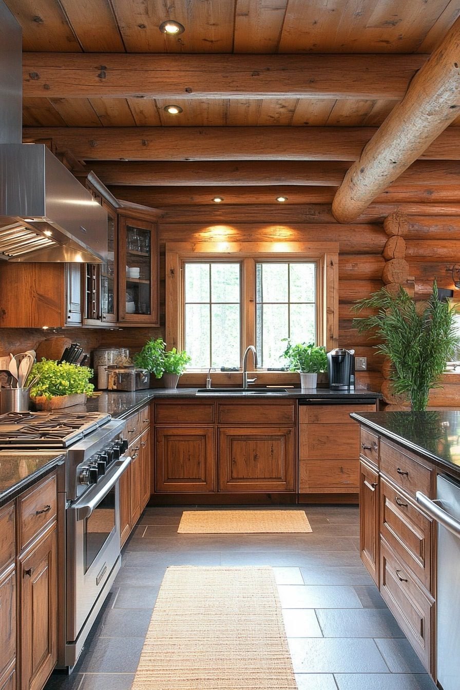 29 Log Home Kitchens With Rustic Designs And Modern Conveniences ...