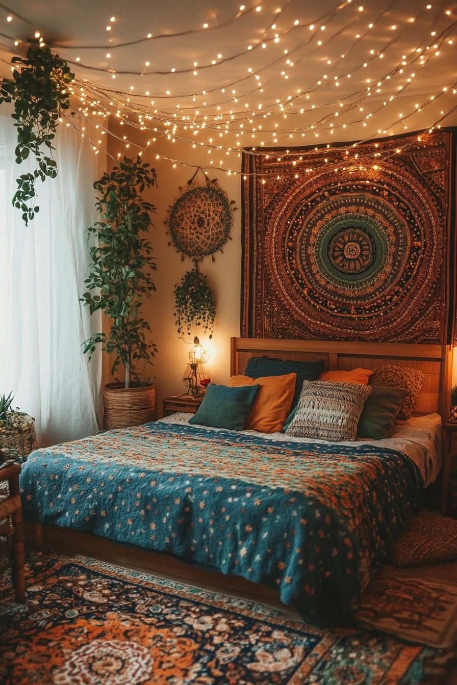 29 Boho Fairy Lights Bedroom Ideas To Add Whimsy And Warmth To Your ...