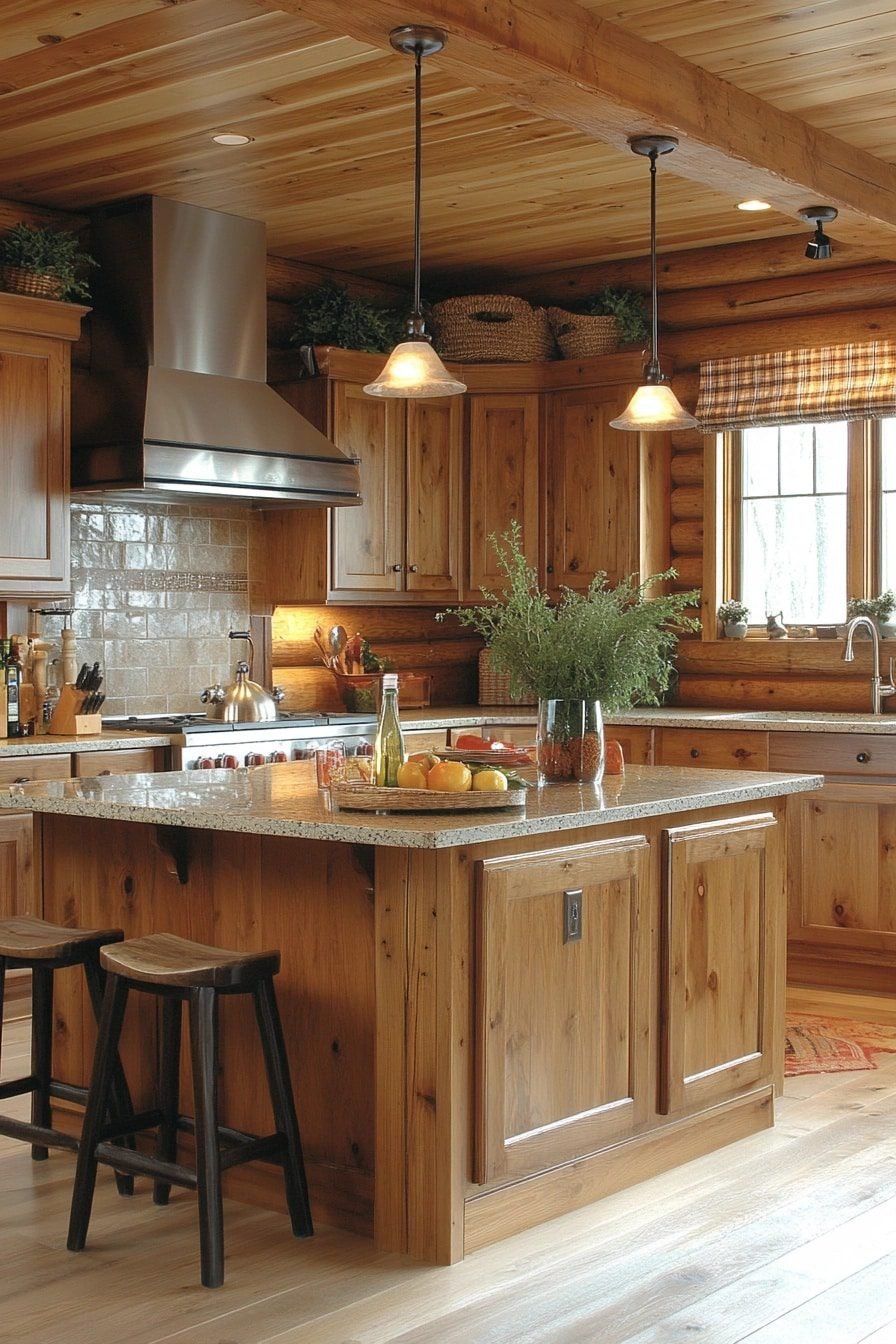 29 Log Home Kitchens With Rustic Designs And Modern Conveniences ...