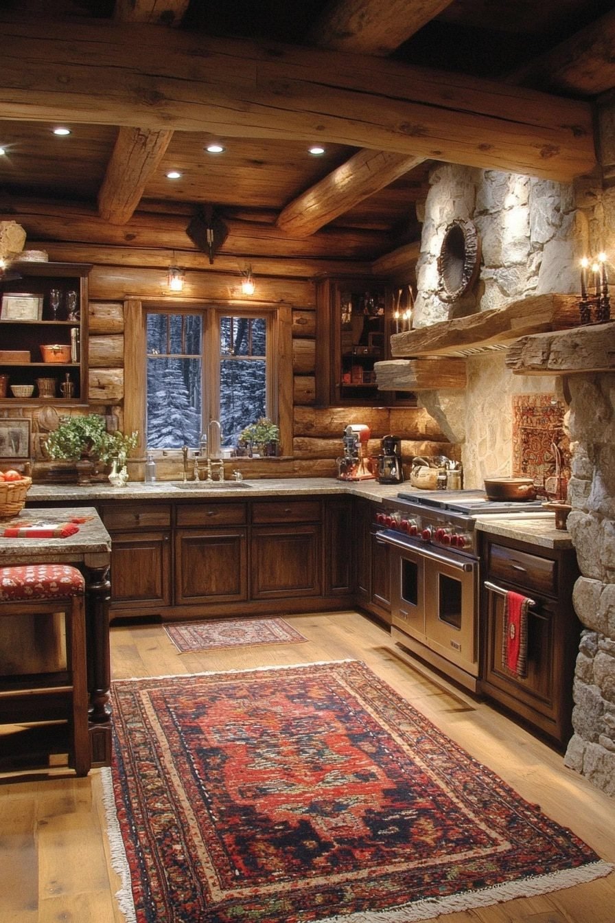 29 Log Home Kitchens With Rustic Designs And Modern Conveniences ...