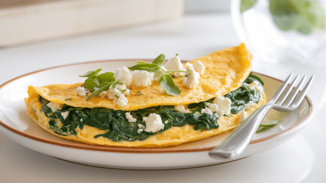 15-Minute Spinach And Feta Omelette - Courtneys World