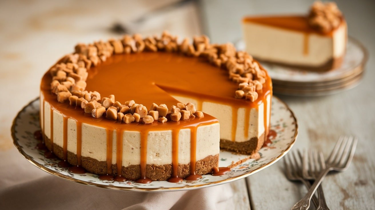 Decadent No-Bake Toffee Caramel Cheesecake - Courtneys World