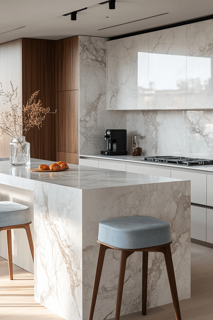 29 White Marble Kitchen Ideas To Create A Statement Cooking Area ...