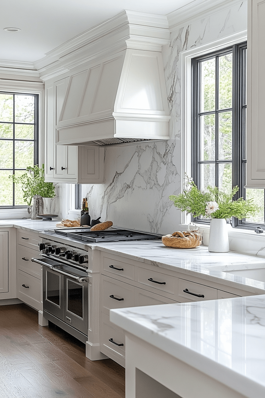 29 White Marble Kitchen Ideas To Create A Statement Cooking Area ...