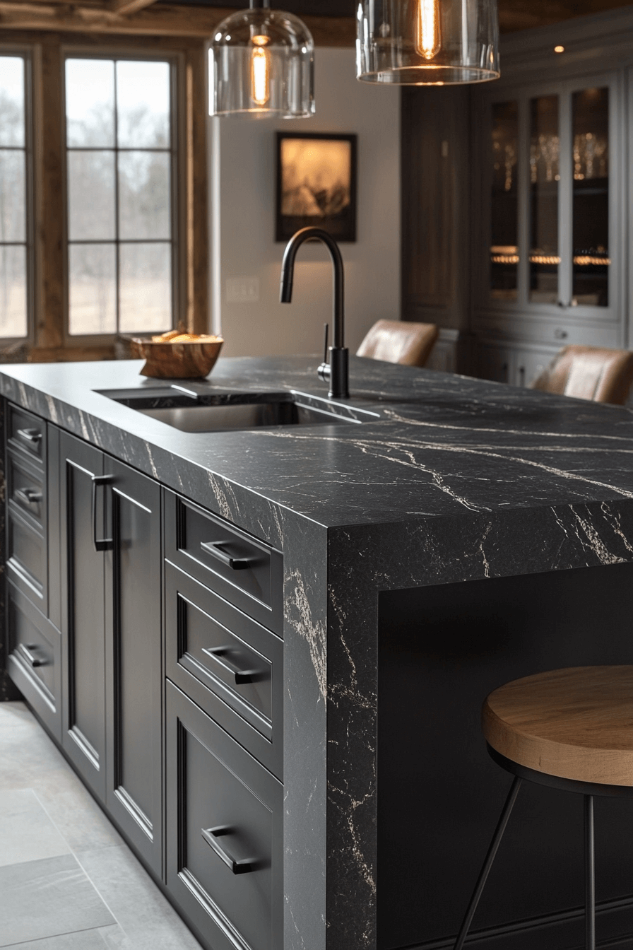29 Black Quartz Countertops That Bring Sleek Style And Lasting Elegance ...