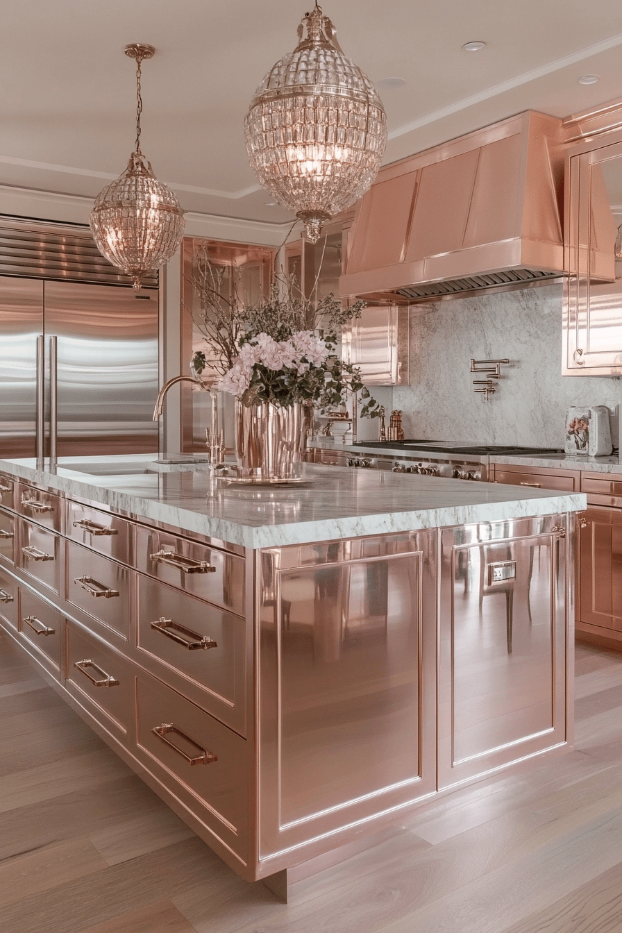 29 Rose Gold Kitchen Cabinets That Bring Glamorous Warmth And Modern ...