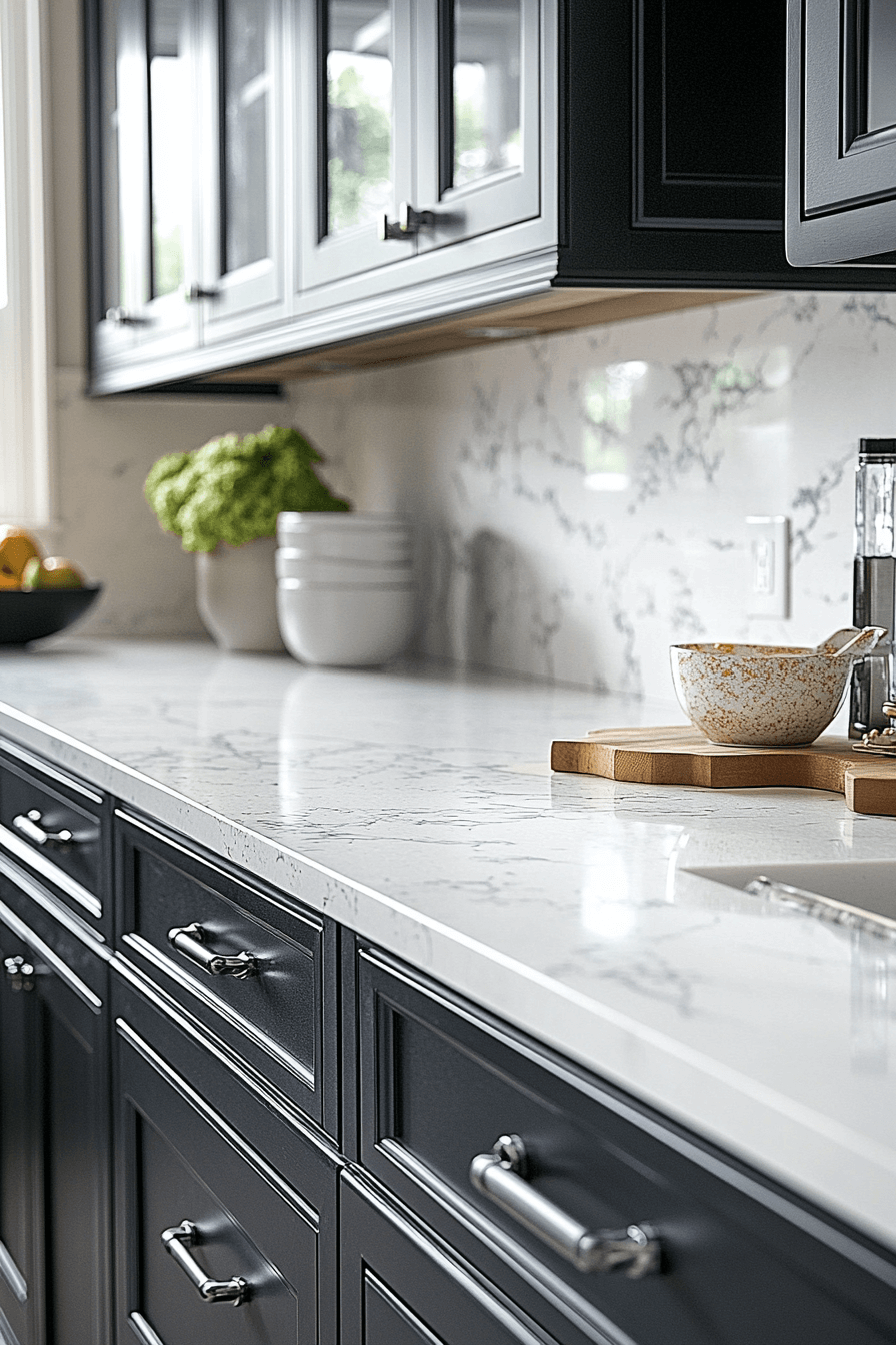29 Black Cabinets With White Countertops That Bring Bold Contrast And ...