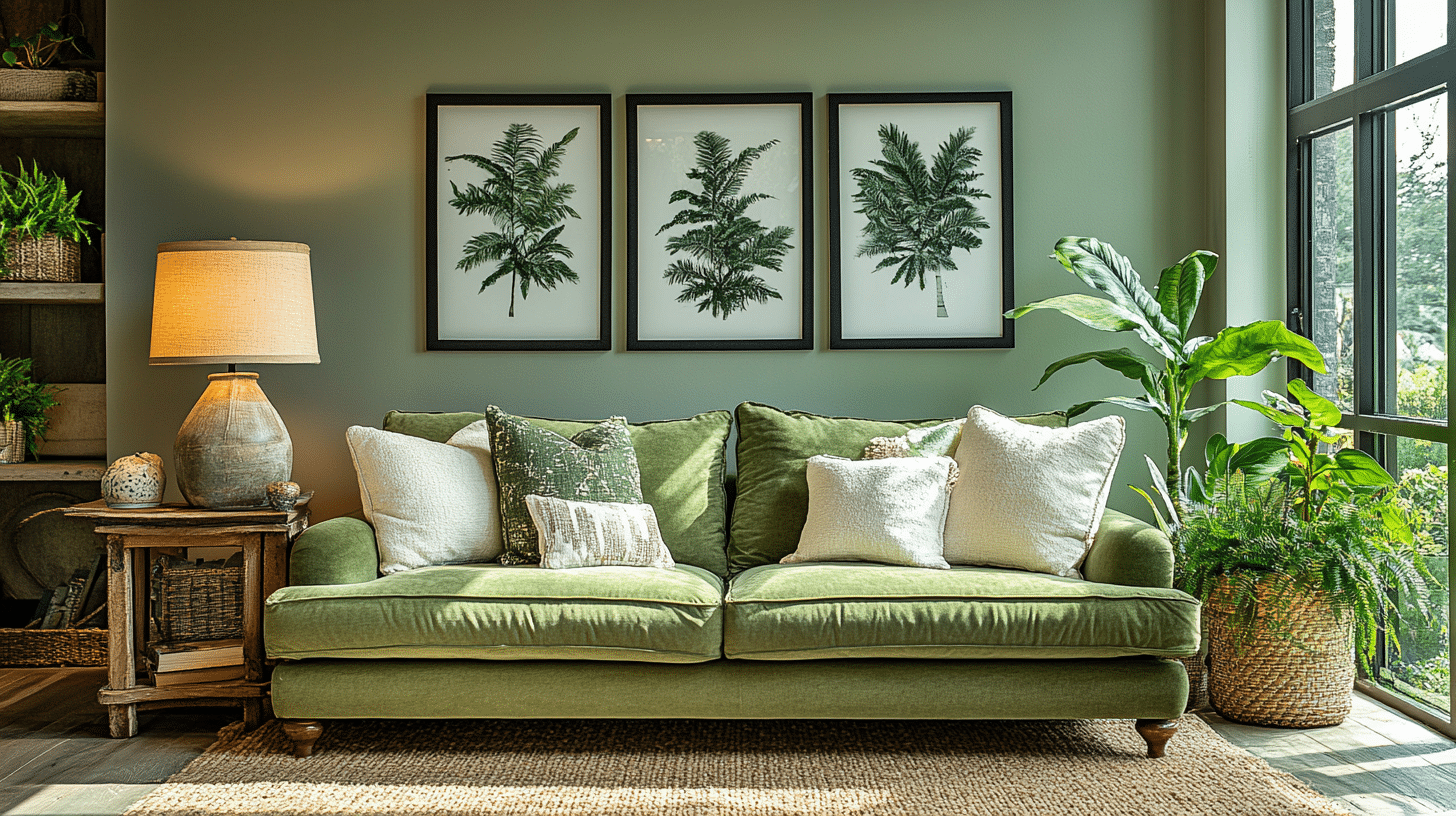 29 Olive Green Couch Living Room Ideas That Bring Natural Warmth And ...