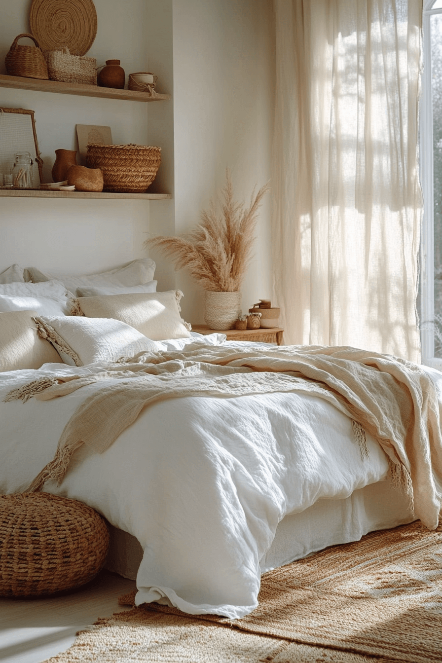 29 White Boho Bedroom Ideas That Feel Light And Airy - Courtneys World